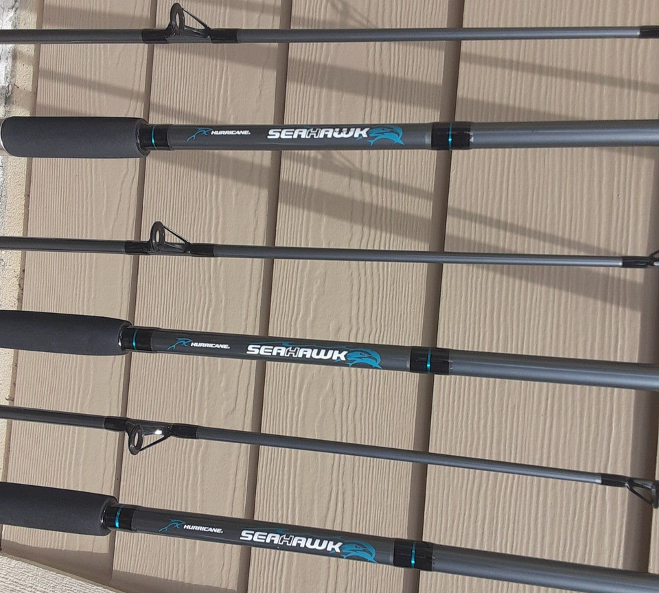 Lot of 3 Hurricane Seahawk 8’ Spinning Rods MH Action 12-25 Lb Catfish ...