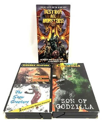Vintage Godzilla VHS Lot (3) Destroy All | Grelly USA
