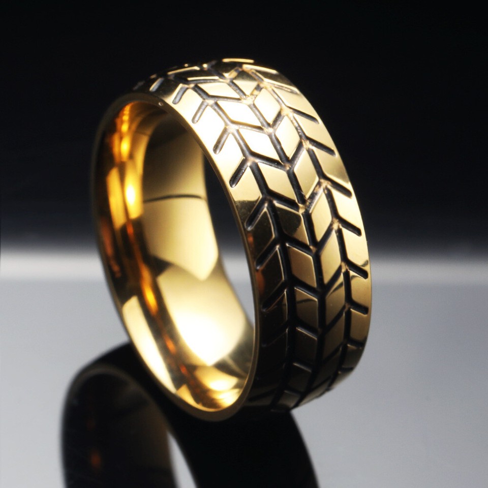 Men's Ring Punk Hip Hop Motorcycle Tire Stainless Steel Men's and Women ...