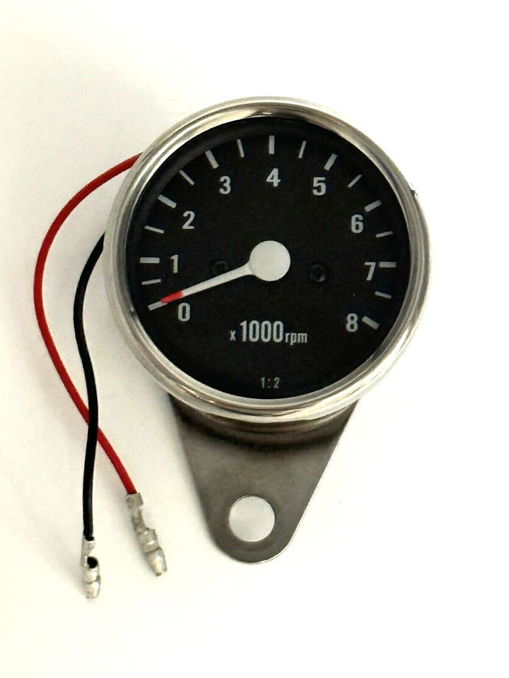 HARLEY MINI TACHOMETER MECHANICAL CABLE-DRIVEN TACH 2:1 RATIO BLACK ...