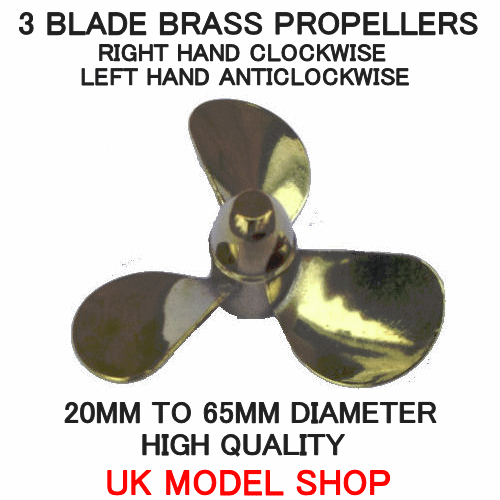 Model Boat Brass Propeller 3 Blade M4 Right Hand, Left Hand 20mm-65mm ...