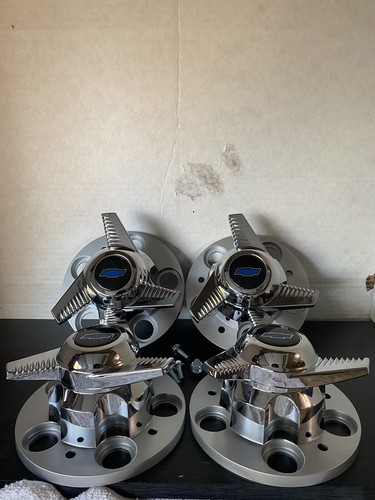 (4) 3 BAR FLUTED SPINNER & CENTER CAPS FOR 5 LUG CHEVY TRUCK RALLY ...