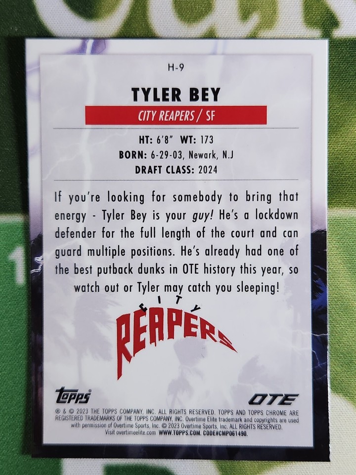 Tyler Bey 2022-23 Chrome OTE Edition Sapphire Hurricane Insert #H-9 | eBay