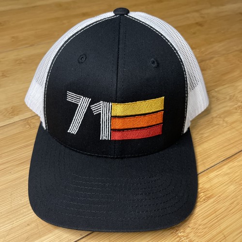 71 Retro 1971 Year Striped Black White Mesh Trucker Snapback Hat Cap ...