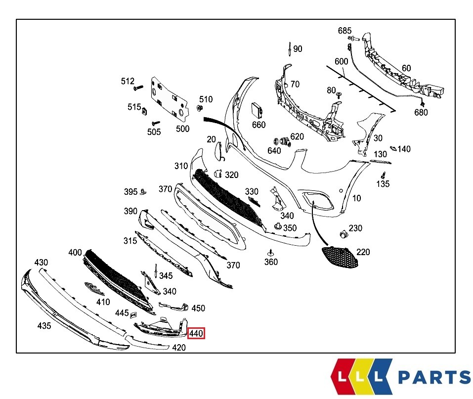 Mercedes-Benz+GLC+X253+Front+Bumper+Left+Lower+Trim+A2538857900+OEM for ...