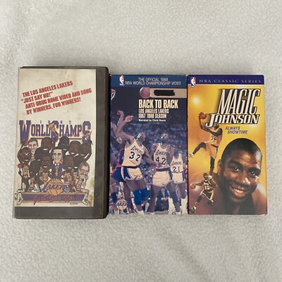 NBA Los Angeles LAKERS “1987 World Champs” & “Back To Back” + MJ VHS ...