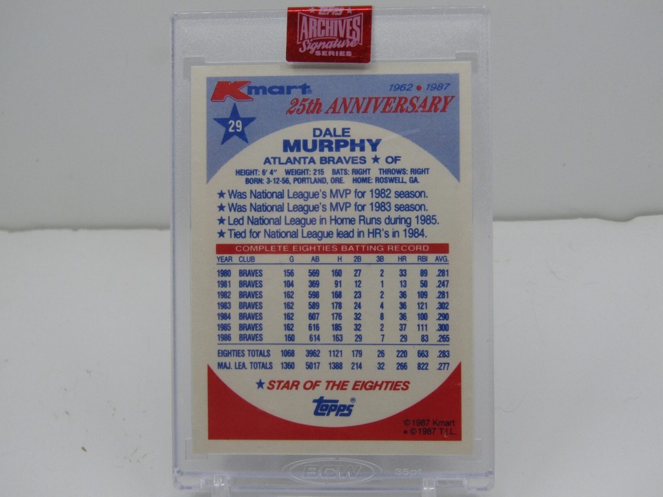 DALE MURPHY 2019 TOPPS ARCHIVES ENCASED AUTOGRAPH! #1/1! ATLANTA BRAVES ...