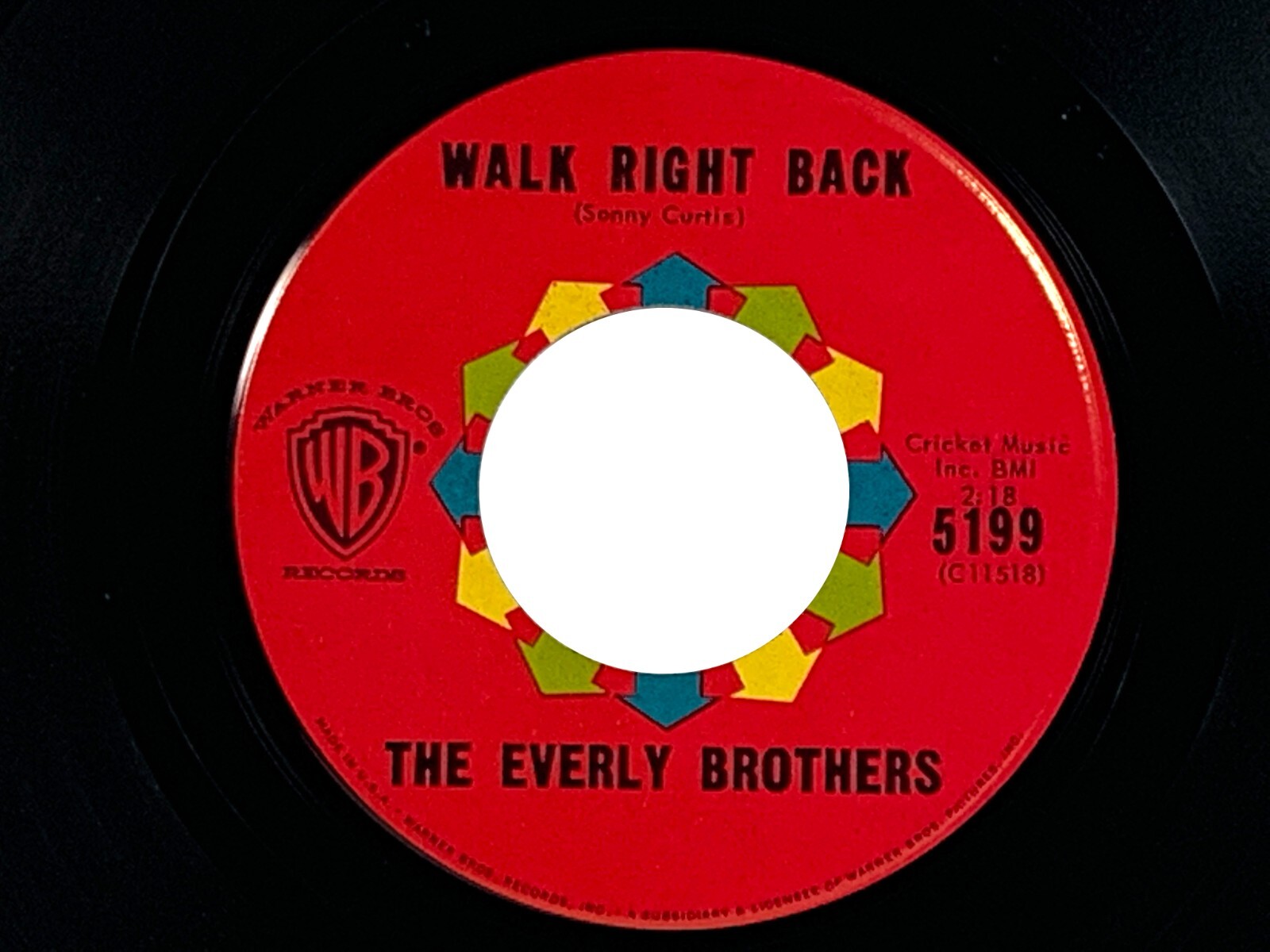 EVERLY BROTHERS “EBONY EYES / WALK RIGHT BACK” 1961 PRESSING w/ ORIG ...