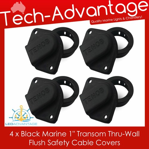 4 x Black Boat Caravan NYLON Wire Cable Outlet Covers + Thru Hull Snap ...