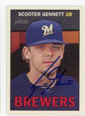 SIGNED BASEBALL CARD AUTO TOPPS 2016 HERITAGE SCOOTER GENNETT MILWAUKEE ...