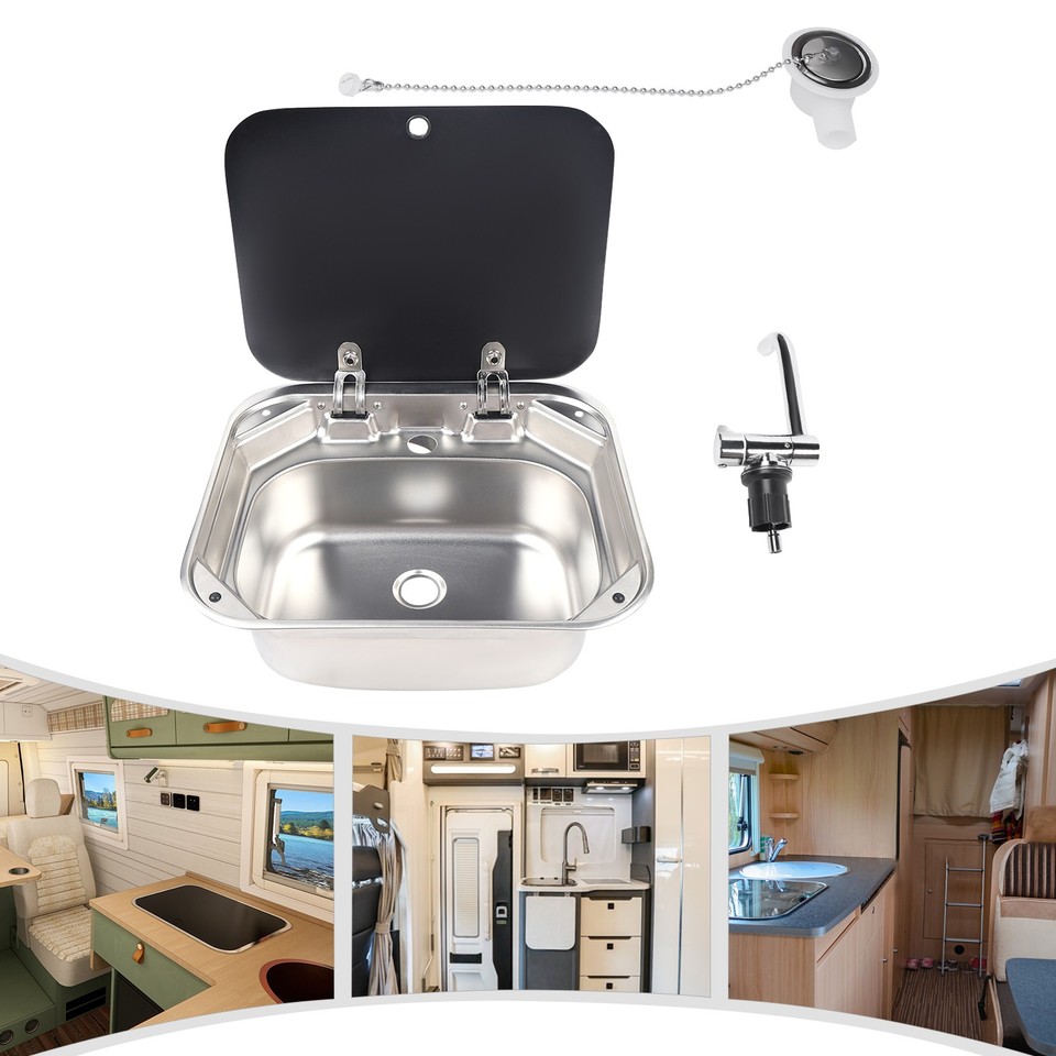 RV Camper Caravan Sink Stainless Steel Trailer Kitchen Hand Wash Basin ...