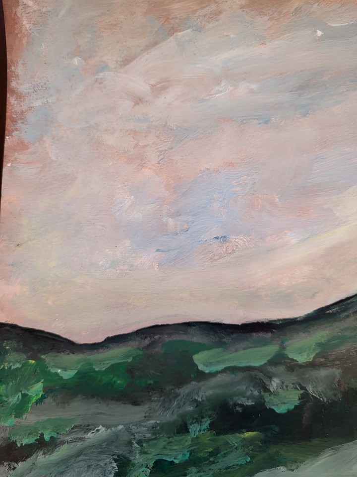 Original Landscape 9x11 Painting on Heavy paper Acrylic Abstract ...