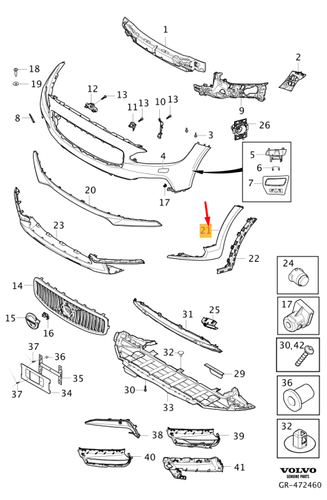 VOLVO V90 Cross Country MK2 Front Bumper Left Side Spoiler 31449326 NEW ...