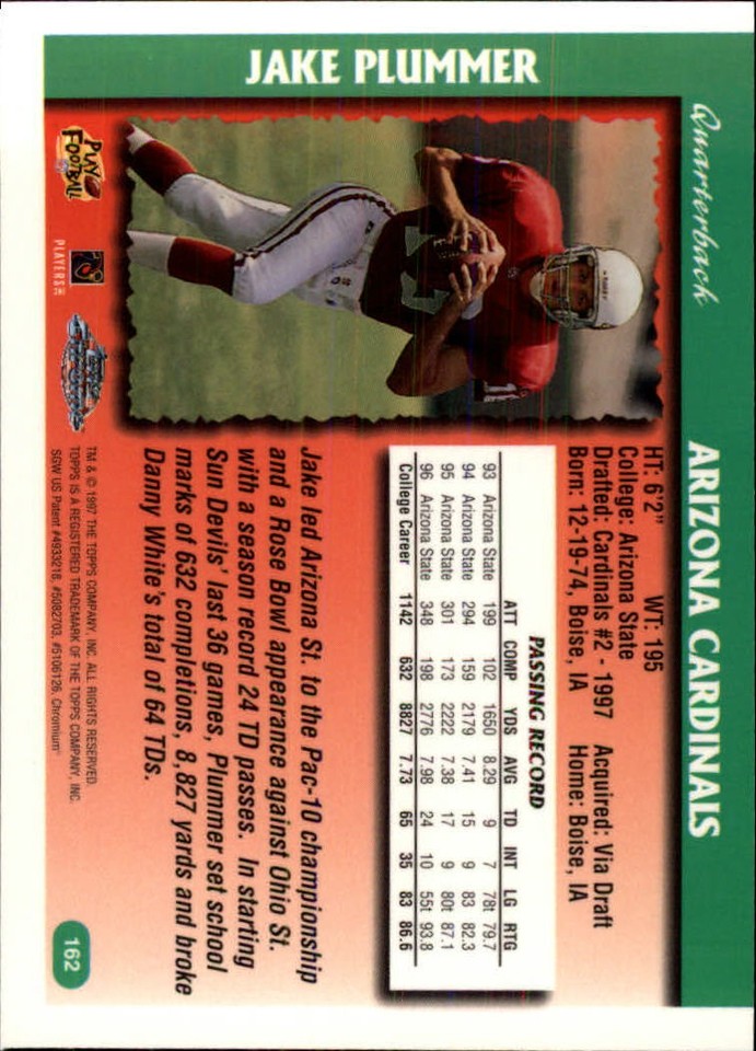 1997 Topps Chrome #162 Jake Plummer RC Rookie Card - NM-MT | eBay