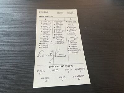 STRAT-O-MATIC Signed Card Debut.1964 Duke Sims 1974 Texas | eBay