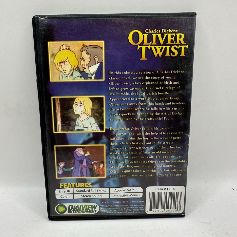 Oliver Twist Charles Dickson animated DVD Movie Digiview Entertainment ...