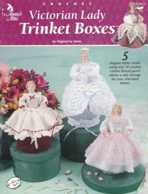 NEW ORIGINAL BY ANNIE CROCHET VICTORIAN LADY TRINKET BOXES 5 DESIGNS ...