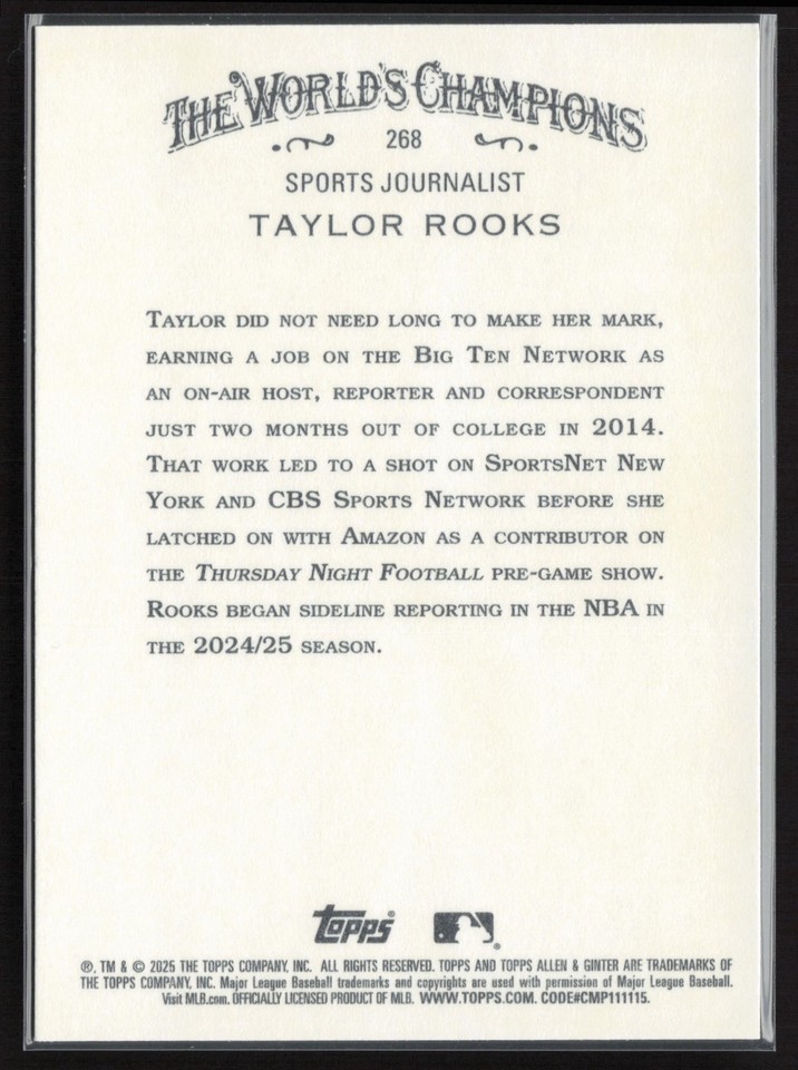 2025 Topps Allen & Ginter #268 Taylor Rooks | eBay