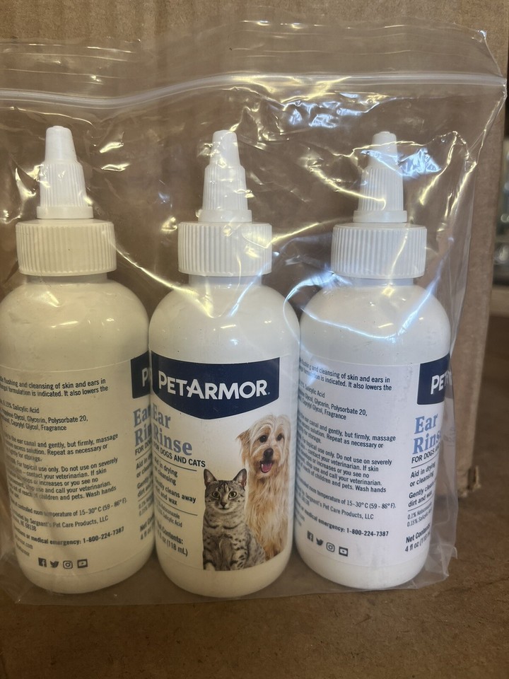 Pack of 3 Cat Dog Ear Drops Infection Antibiotic Treatment Medicine Exp ...