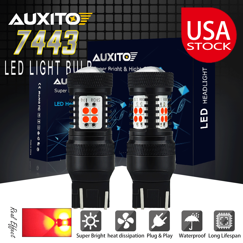 2x 7443 7444 7440 T20 16 SMD Chip Red High Power Brake Tail Stop LED ...