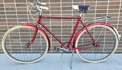Vintage Red RALEIGH DUNELT BICYCLE Sturmey Archer 3 Speed England 21 ...