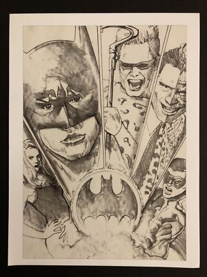 Batman Forever Movie Art Poster Print 9x12 John Alvin Two Face Riddler ...