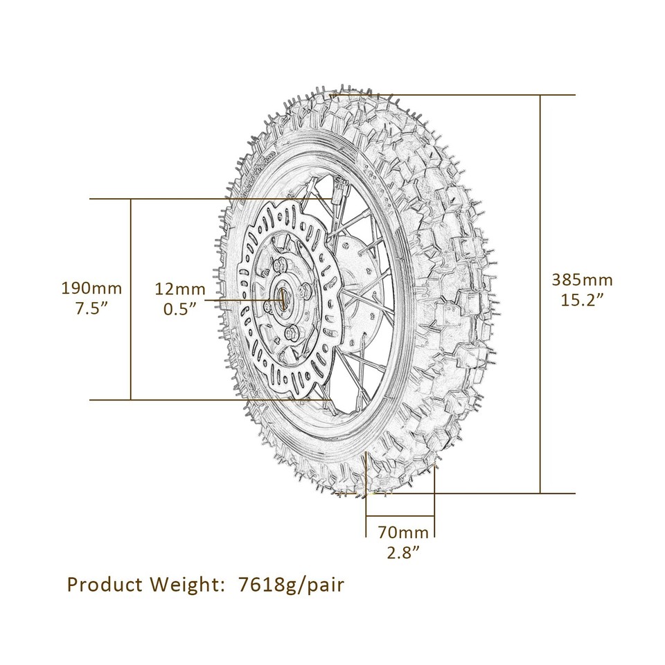 2.50-10 Front Tire Wheel Rotor For CRF50 XR50 110cc Scooter Razor pit ...