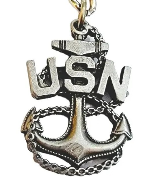USN Navy Chief Anchor Keychain United States Navy Military Keyring ...