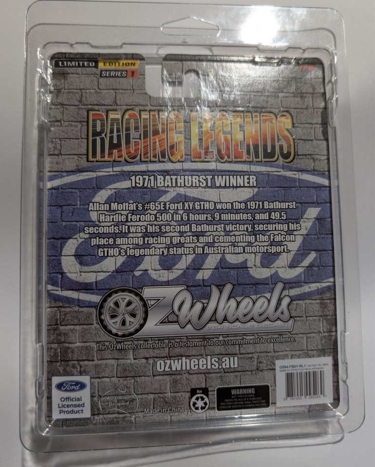 Oz Wheels 1:64 1971 BATHURST ALLAN MOFFAT FORD XY FALCON GTHO RAW CHASE ...