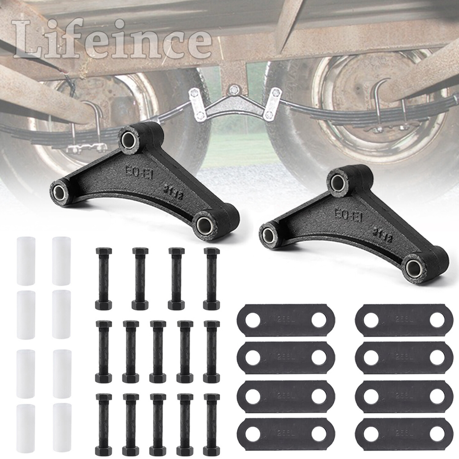 Heavy Duty Steel Tandem Trailer Axle Shackle Kit New for Double Eye ...