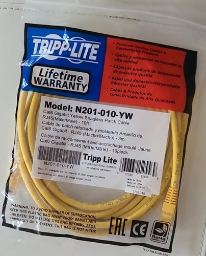Tripp Lite Cat6 Gigabit Snagless Molded Patch Cable (RJ45 M/M) - Yellow ...