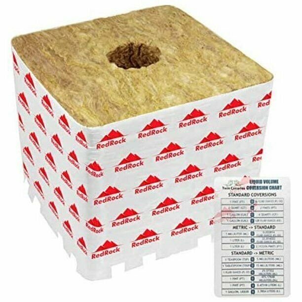 RedRock Rockwool 4" PRO Grow Block for Hydroponics + Twin Canaries ...