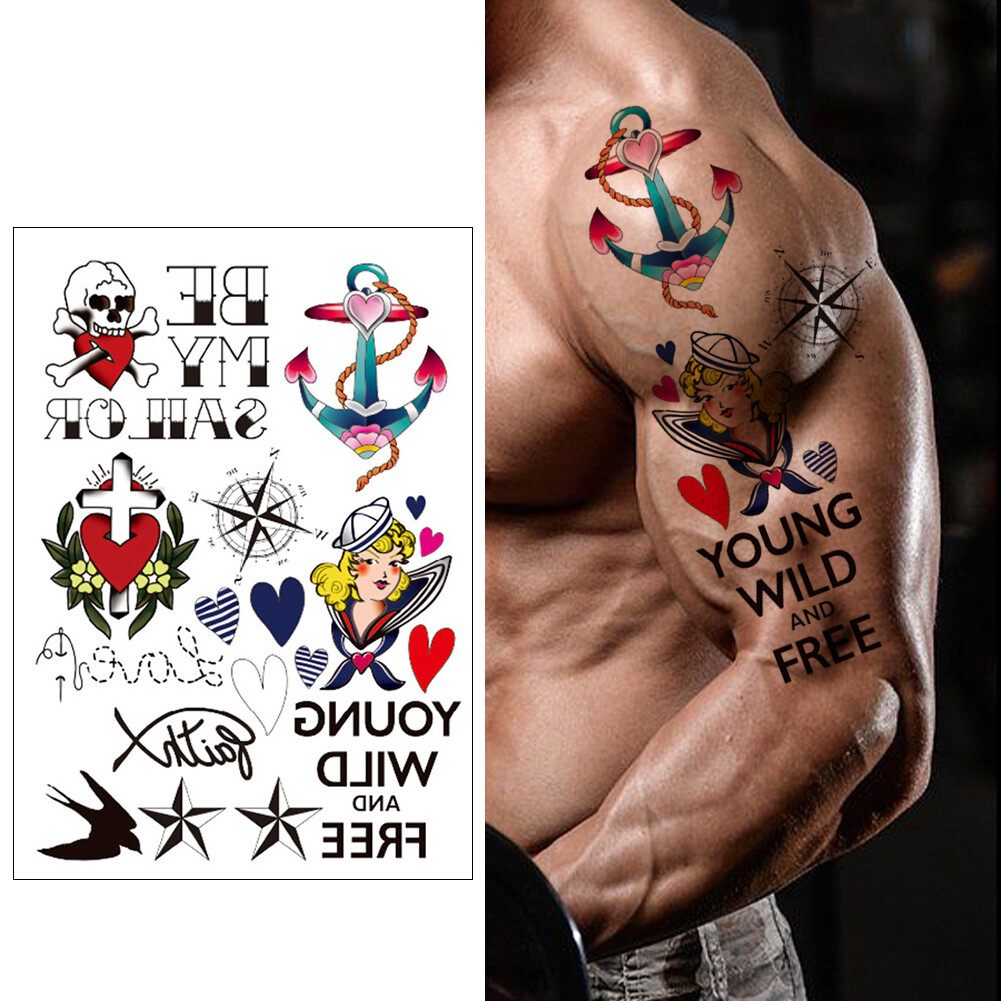 Half Arm Tattoo Sticker Animal Art Stickers Kit Owl for Men Women (D ...