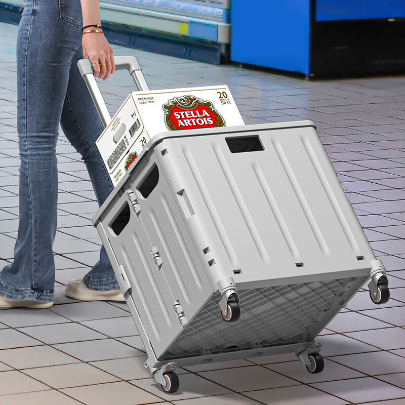 Foldable Trolley Crate Boot Cart Mobile Shopping Camping Picnic Storage ...