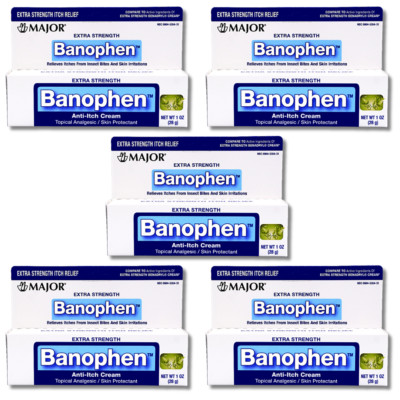Major Banophen Anti-Itch Cream - 1 oz | Benadryl Cream - 4-2025 (5 Pack ...