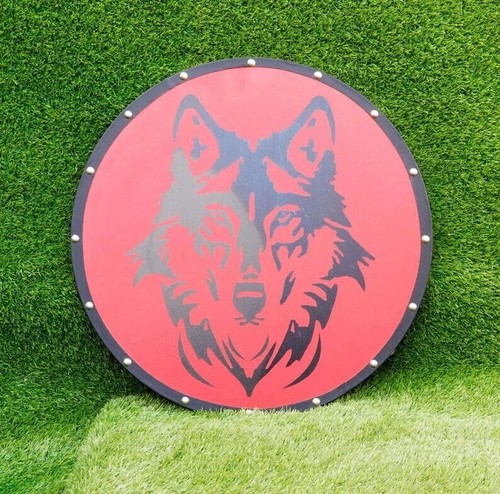 24'' Medieval Viking Wolf Shield Authentic Battle Worn Best Halloween ...