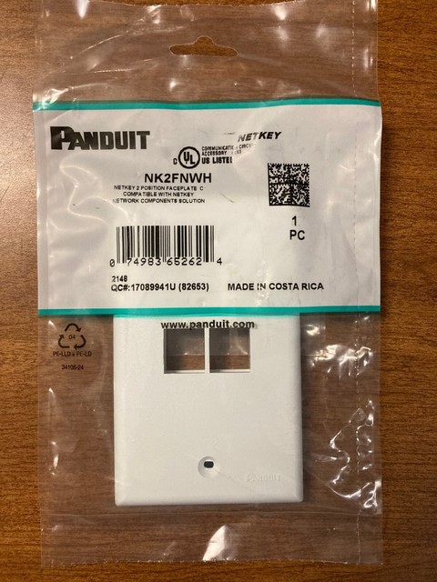 Panduit NETKEY Two Position White Faceplate NK2FNWH () for sale online ...