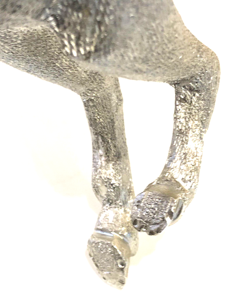 Vintage Heavy Silver Rearing Horse On Black Base Sculpture Figurine ...