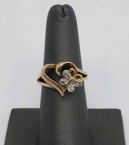 DESIGNER DL STERLING SILVER BUTTERFLY HEART RING SIZE 7 | eBay