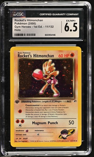 CGC 6.5 Rocket's Hitmonchan Gym Heroes 1st Edition 11/132 Holo Pokemon ...