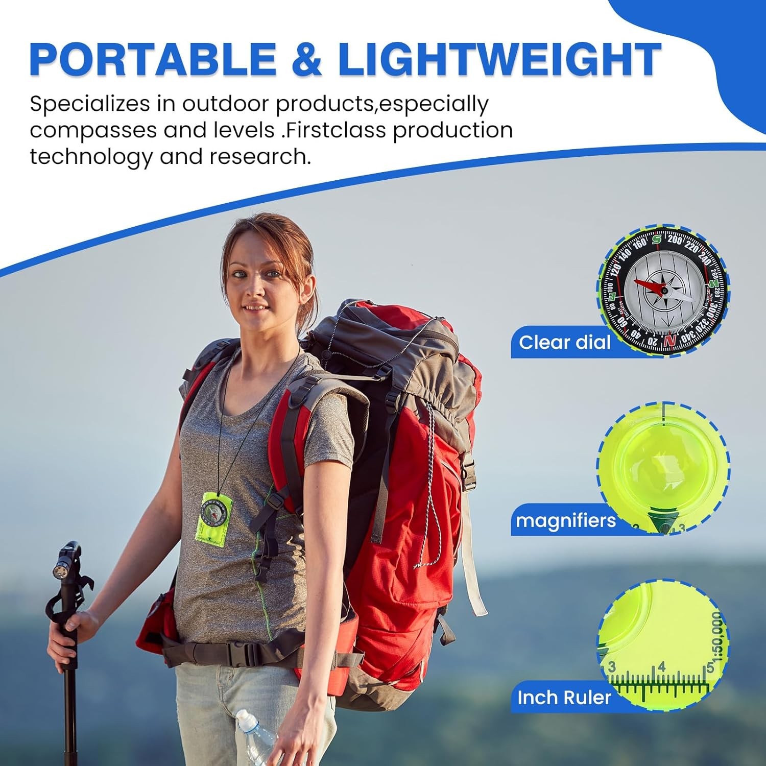 Orienteering Compass, Hiking Survival Compas, Compasses Kids for green ...