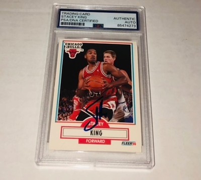 Stacey King Chicago Bulls 1990-91 Fleer #27 Signed Rookie Card Auto PSA ...