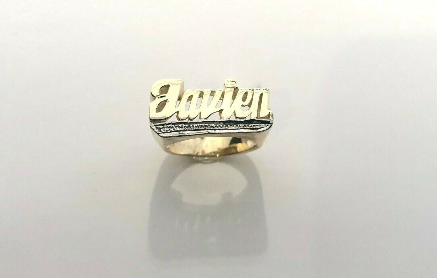 Personalized Name Ring in Real 10K OR 14K Gold with Straight Tail Any ...