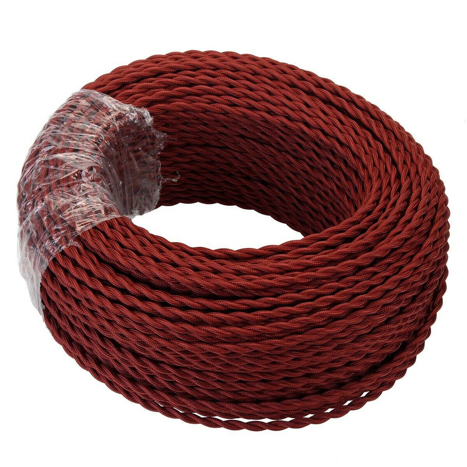 5M ROUND/TWIST 2 Core Braided Fabric Cable Light Vintage Retro Lighting ...