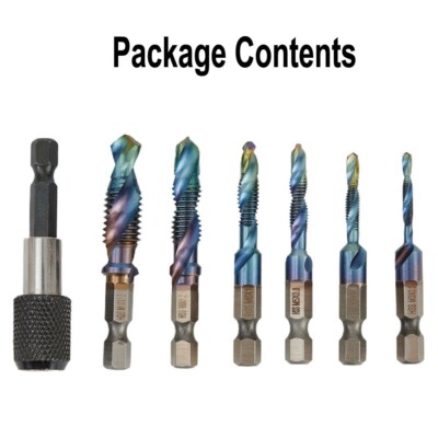 7PC/SET For Deburring Combination Drill Tap Bit HSS Screw Thread Metric ...