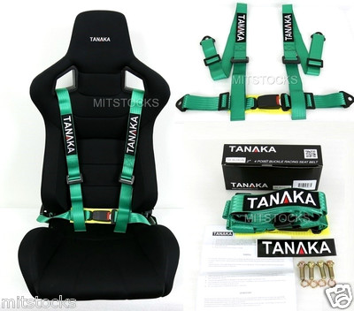 1 TANAKA UNIVERSAL GREEN 4 POINT BUCKLE RACING SEAT BELT HARNESS 2" | eBay