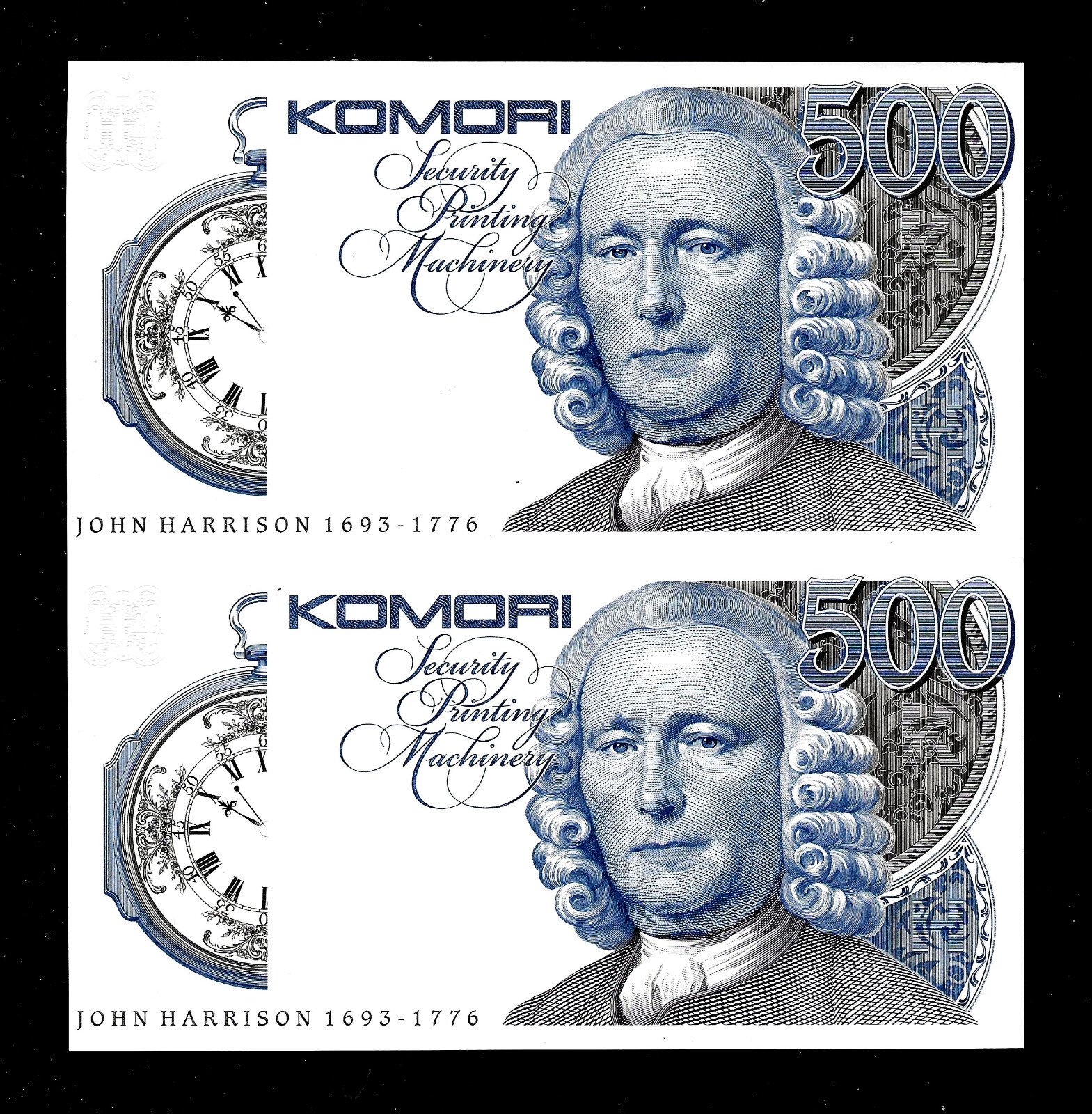 Testnote Sheet = 2 x KOMORI, Typ C, UNC, INTAGLIO, uniface | eBay