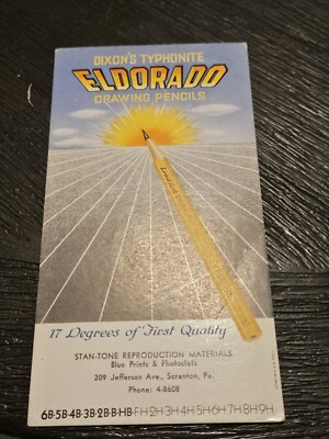 Vintage Dixons Typhonite Eldorado Drawing Pencils Advertising Card | eBay
