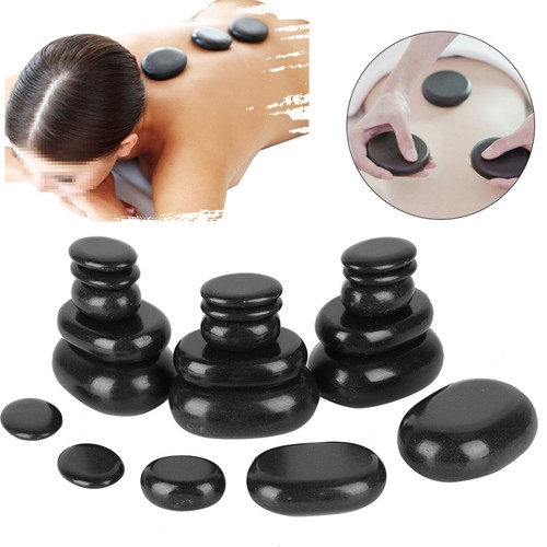 16PCS Basalt Stones Kit Hot Stone Spa Massager for body Face Hot Rocks ...