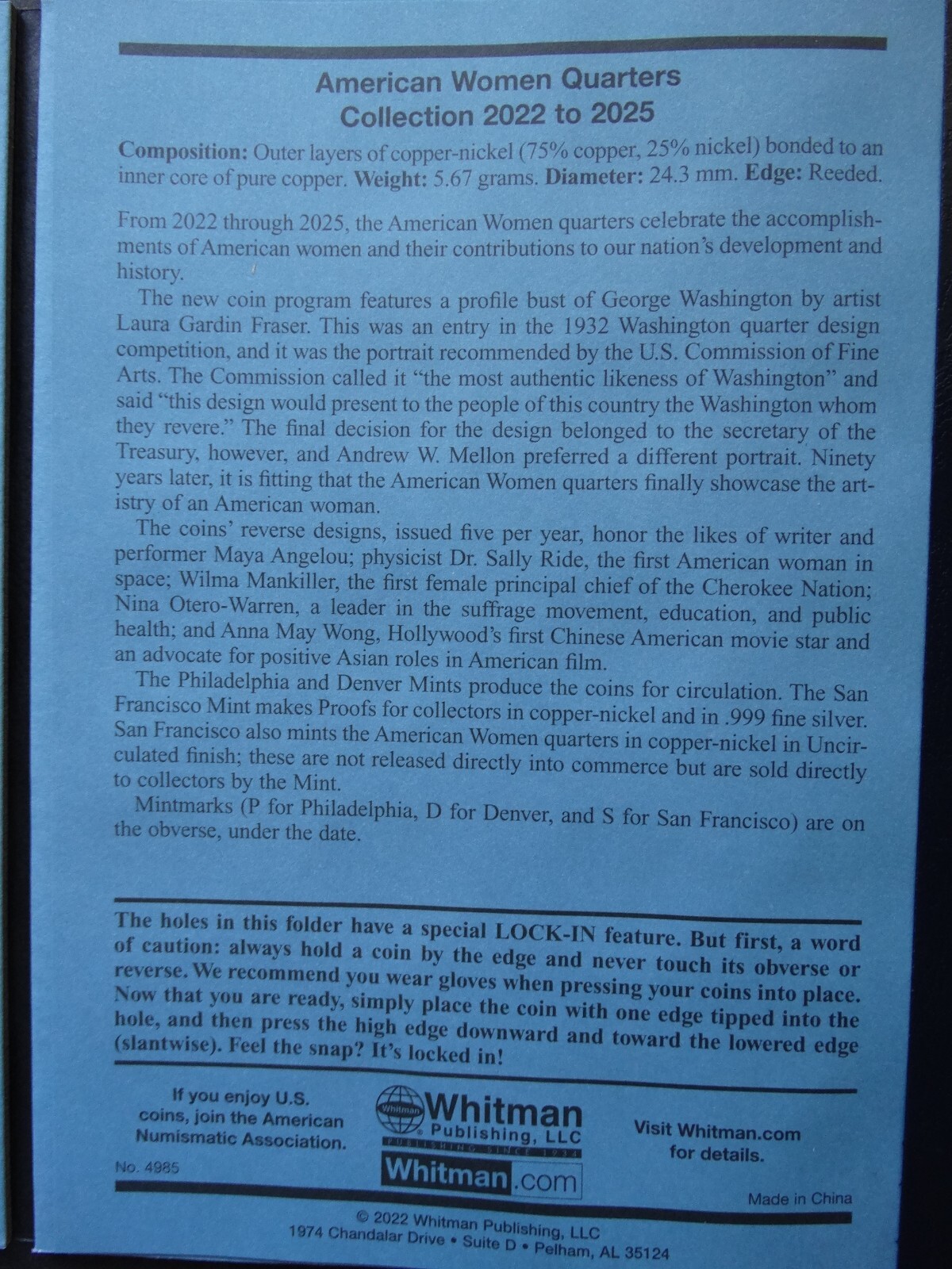 Whitman American Women Quarters Coin P, D and SF Folder 2022-2025 Album ...